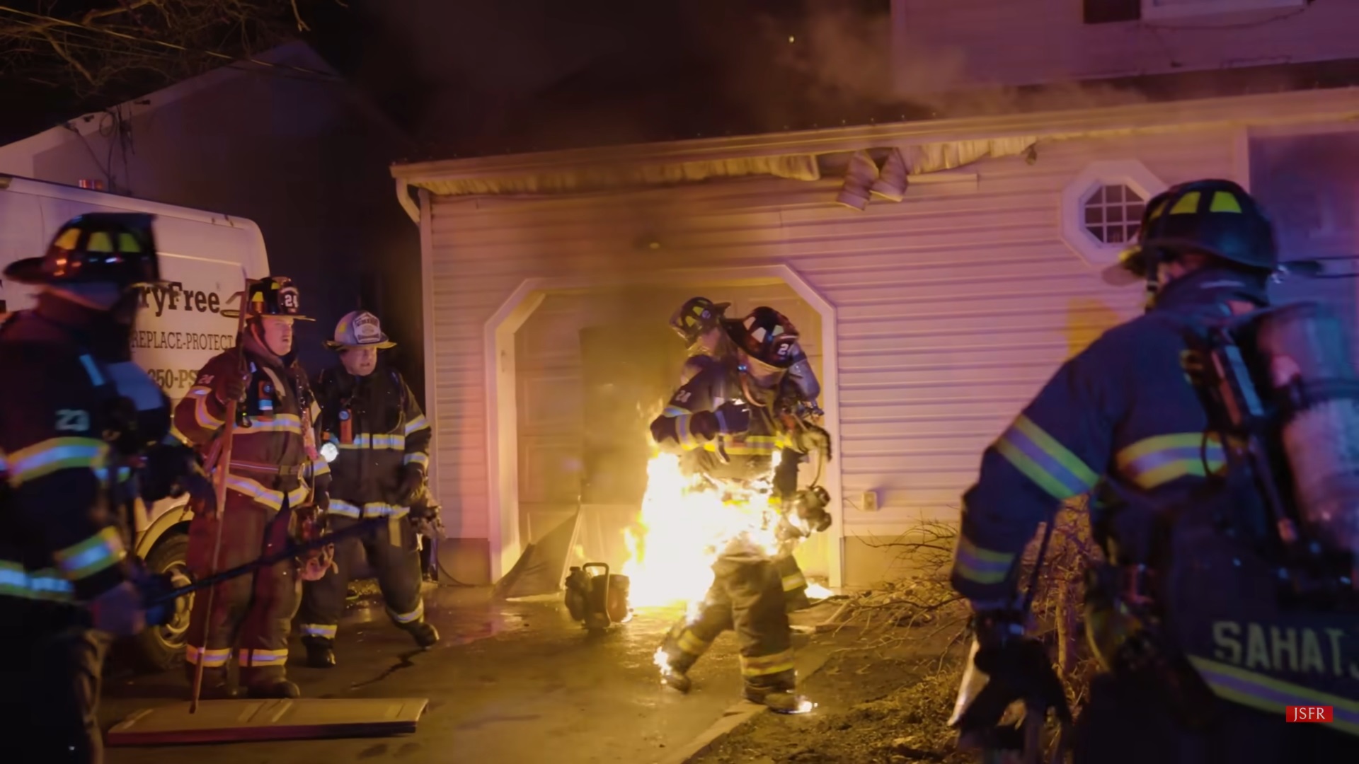 Caught on camera: Firefighter catches fire at NJ house fire - Statter911