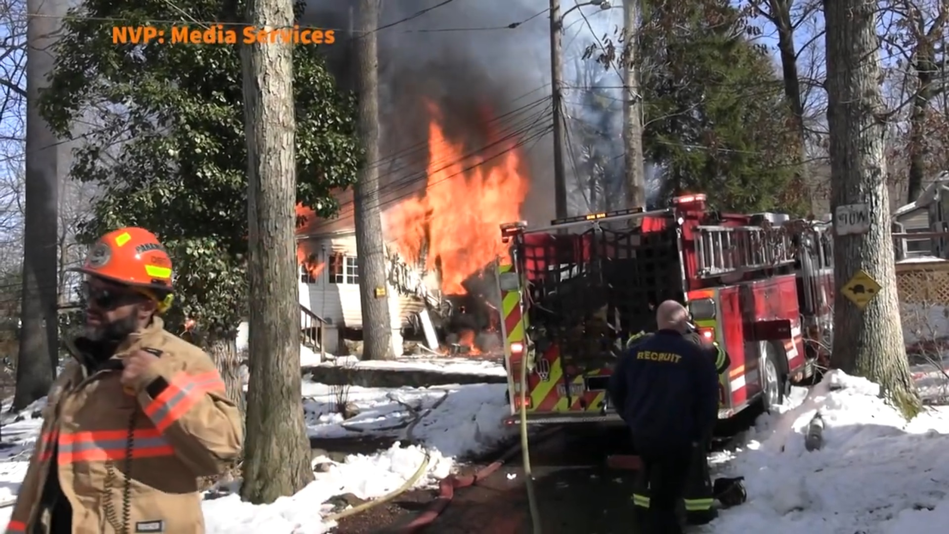 Video from ground and air: Two-alarm house fire in Pennsylvania ...